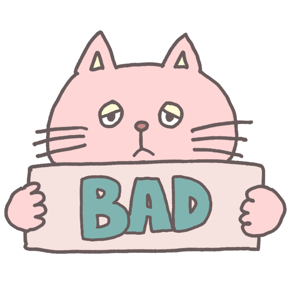 フリーイラスト | BADを掲げるねこ